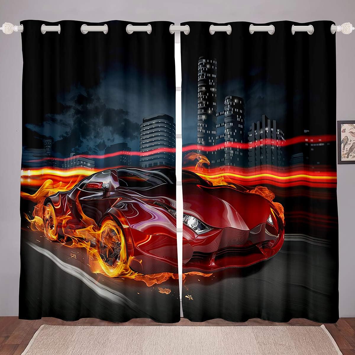 Amazon.com: Race Car Window Curtains Boys Teens Kids Sports Car Decor ...