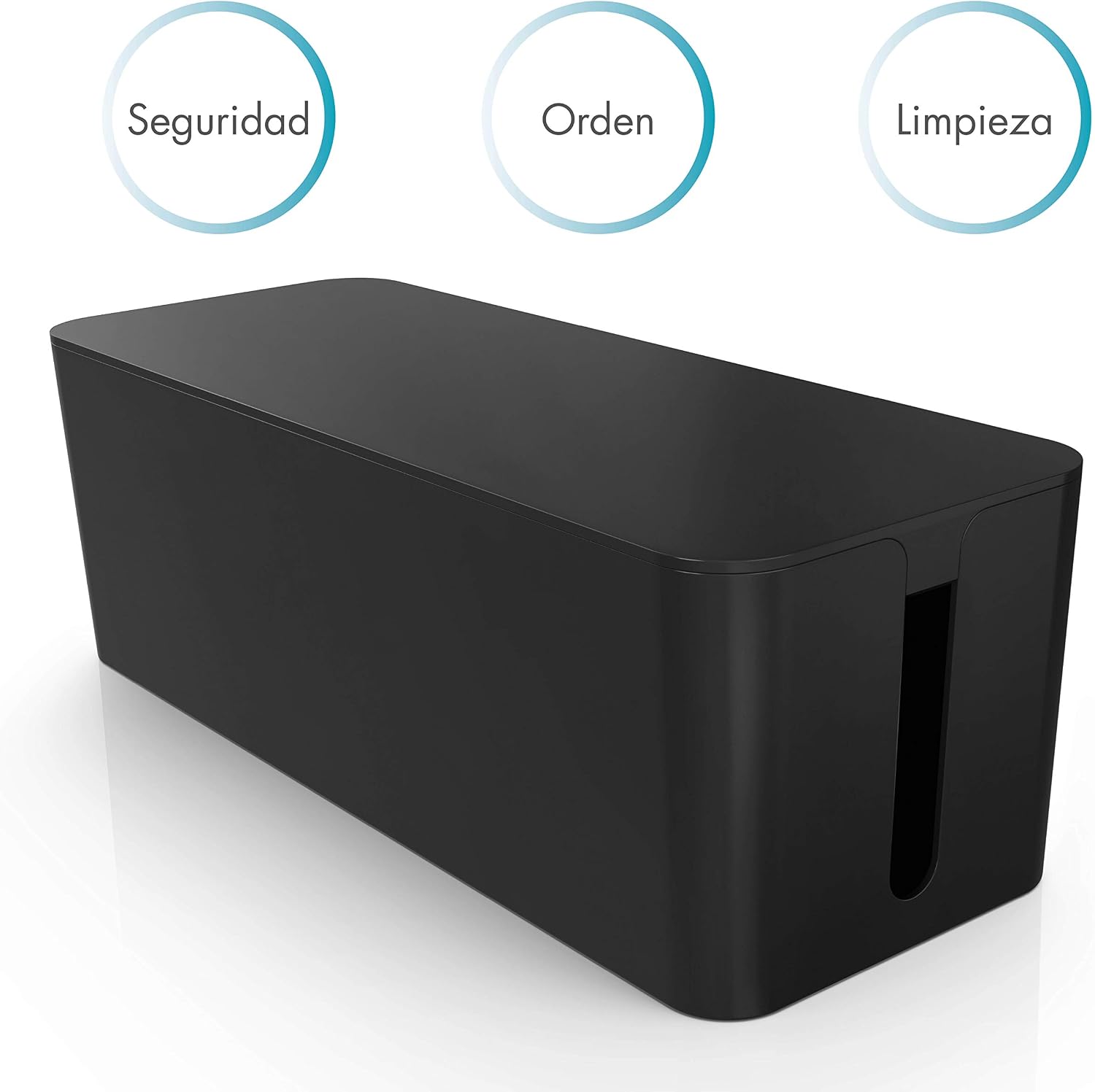 PAZZiMO Caja organizadora cables grande y negra, pasacables protector y ...