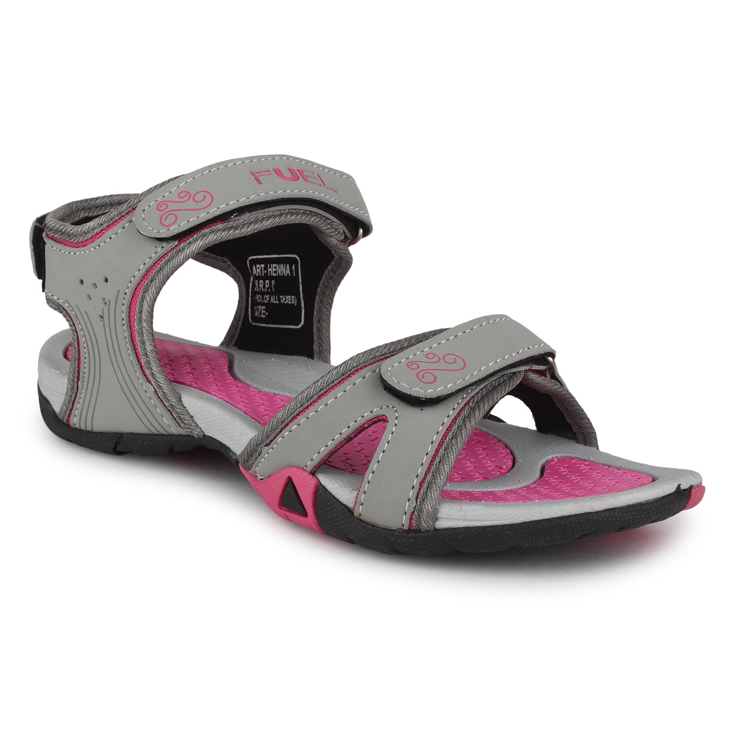 FUEL Women's Girl's Adjustable Strap Grey Pink Phylon Sole Casual ...