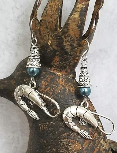 Amazon.com: Shrimp Earrings Blue Accent: Handmade