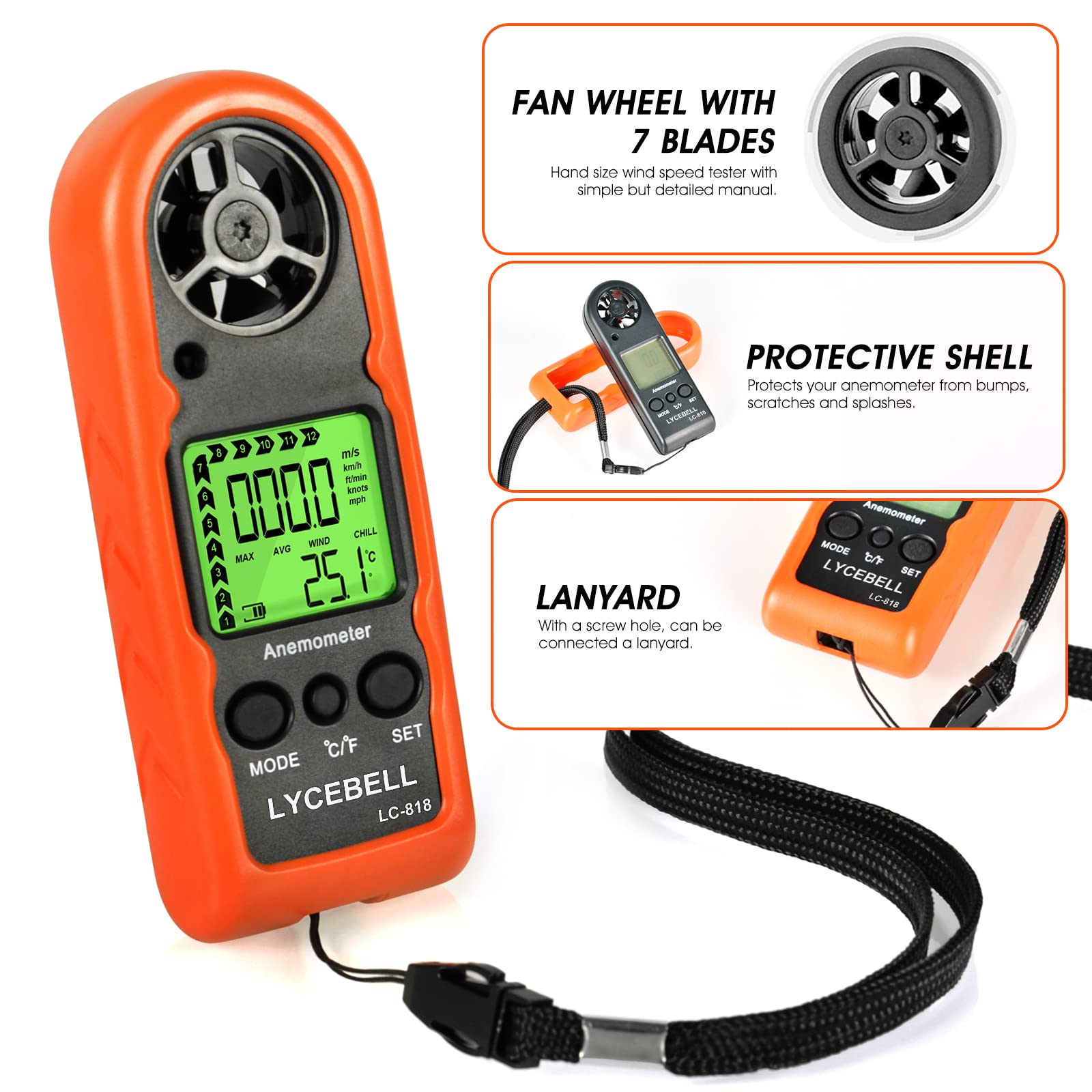 Mua Digital Wind Speed Meter Anemometer Handheld LC-818 Wind Gauges Air ...
