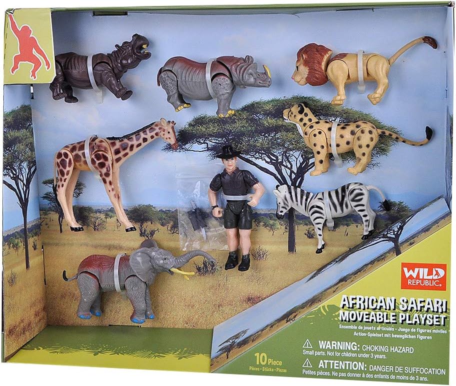 Amazon.com: Wild Republic Movable Action Playset Safari, Eight Species ...