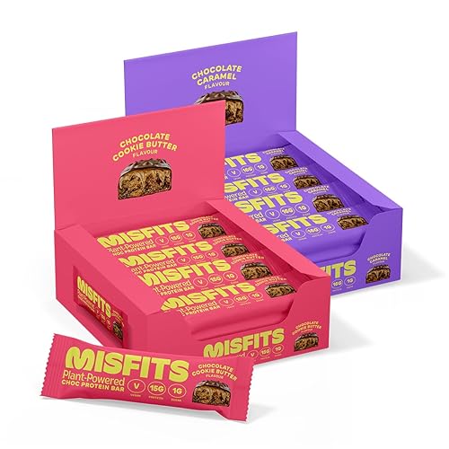 Misfits Vegan Protein Bar, Chocolate Caramel Cookie Butter Double Pack ...