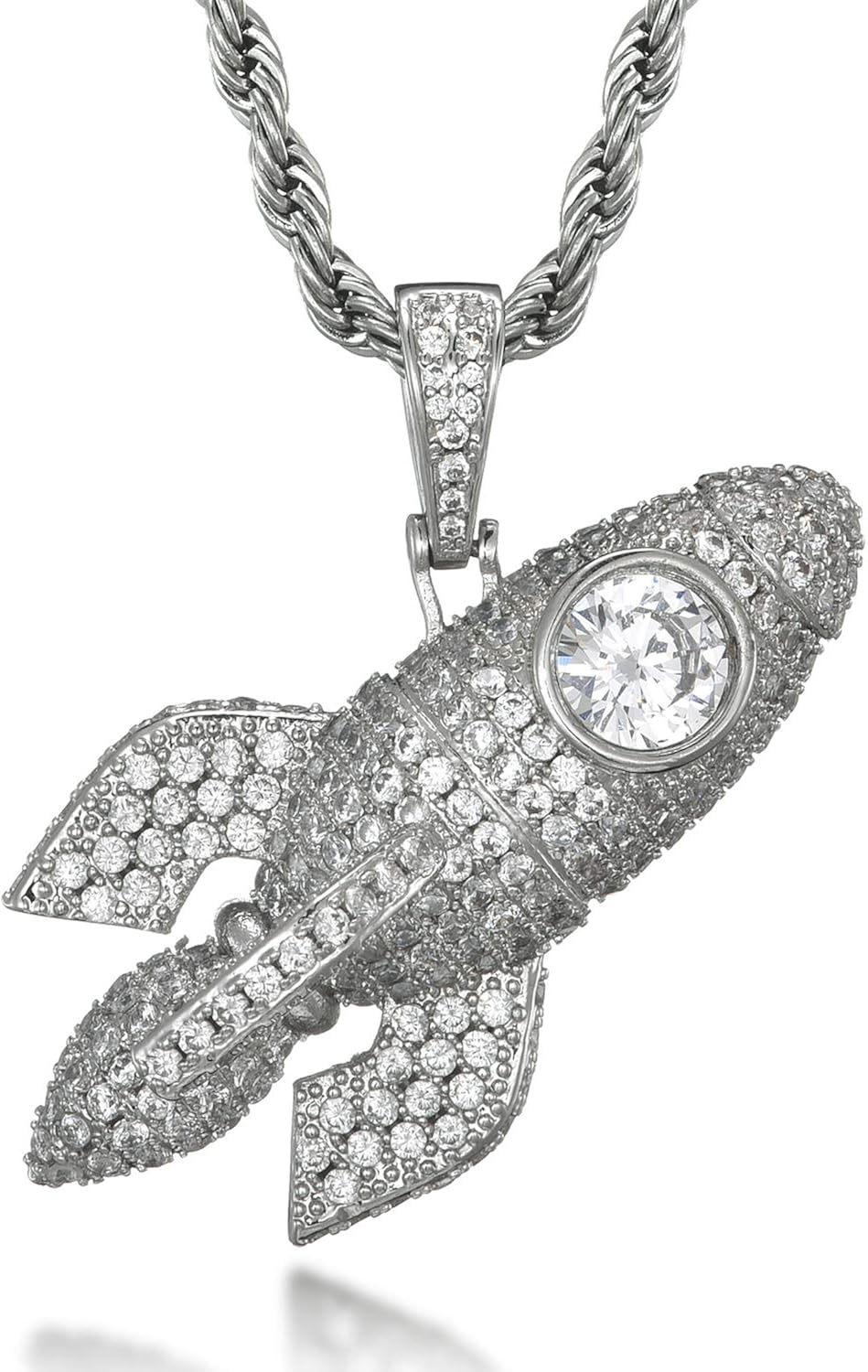 FEEL STYLE Rocket Pendant CZ Diamond Space-Rocket Necklace for Men ...