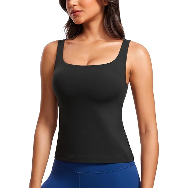 Women's Tank Top INGIA Women's Deep V Neck Longline Tank Top - Built-in ...
