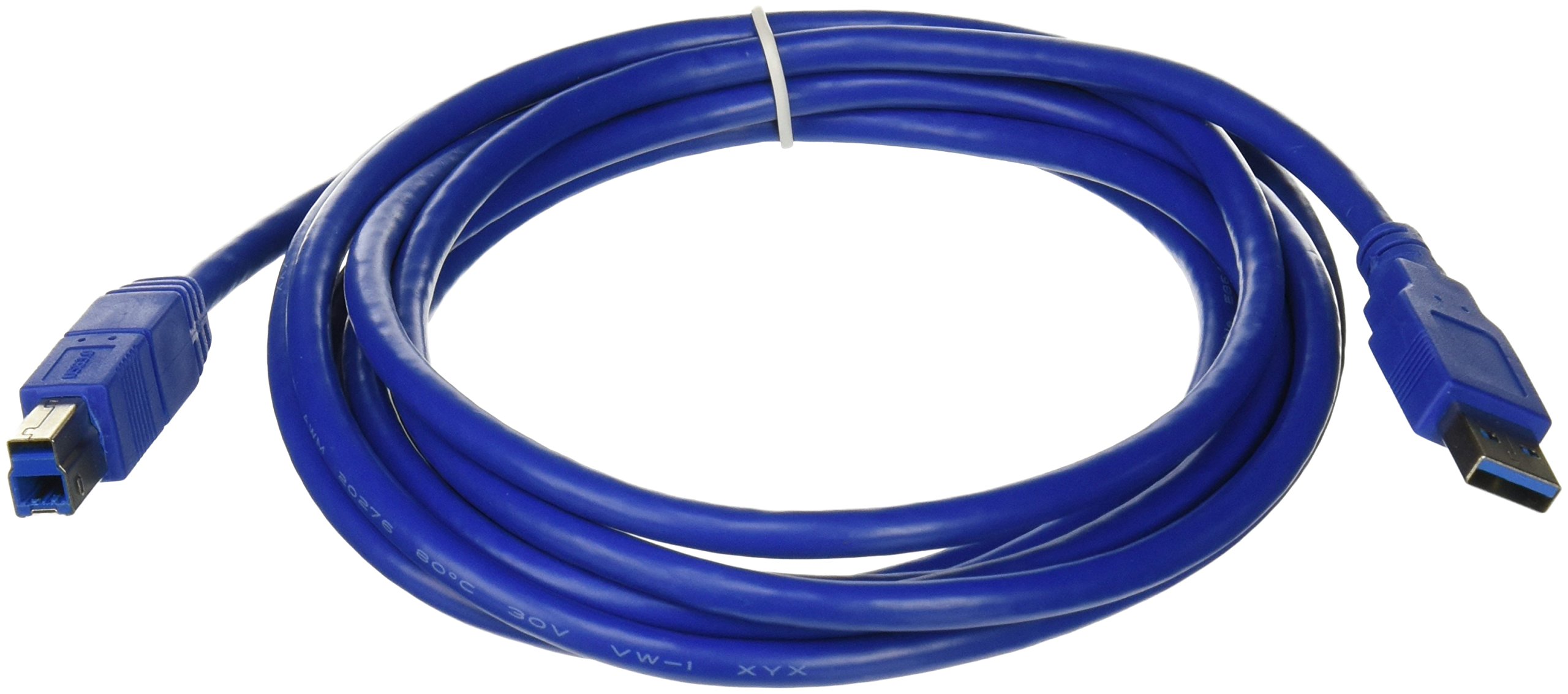 QVS 10-Foot Blue USB 3.0 Type A Male to Type B Male Cable (CC2219C-10)