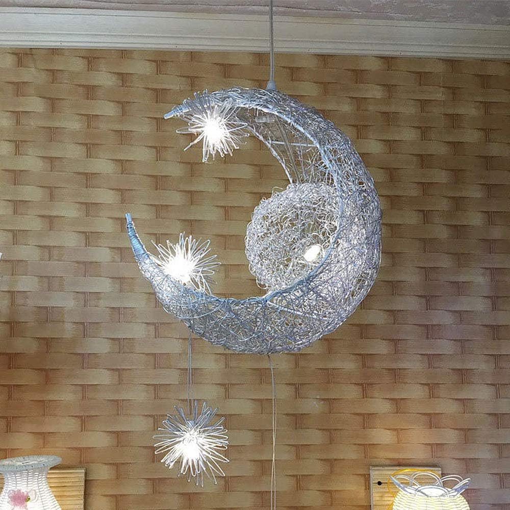 Creative Moon and Star Fairy Led Pendant Lamp Chandelier Ceiling Light ...