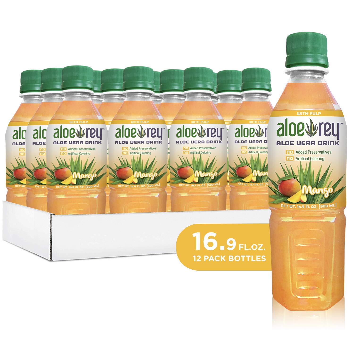New Aloe Rey Naturally Flavored Aloe Drink with Pulp, 30 Calories per ...