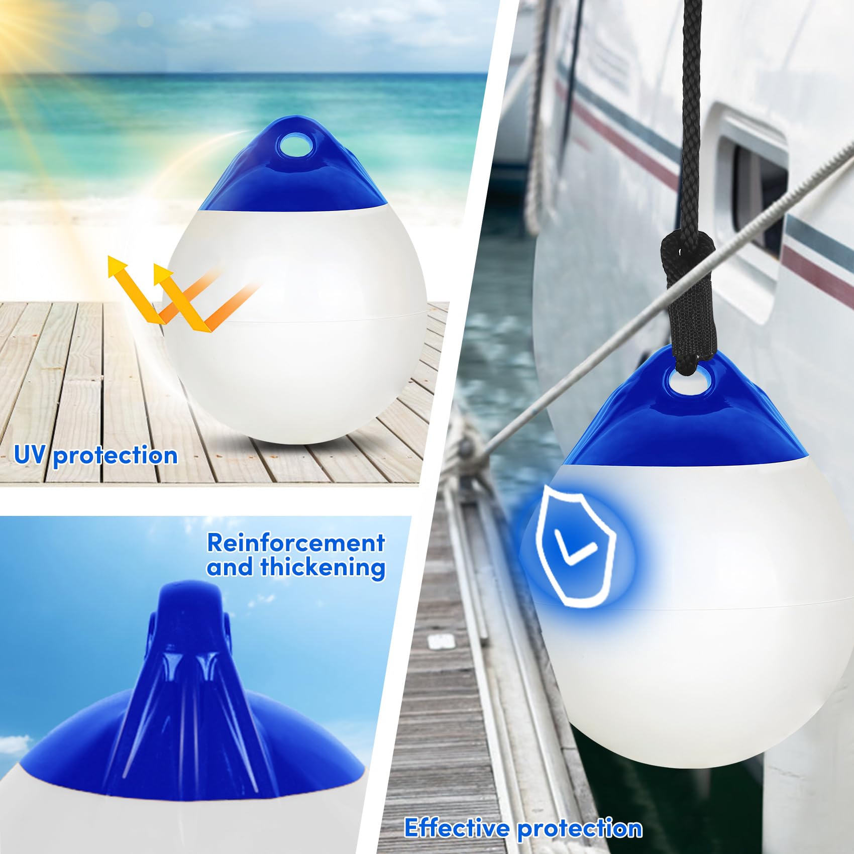 VEITHI 1 Pack 15 X 18 In White Mooring Buoy Boat Buoy Balls Anchor Buoy ...