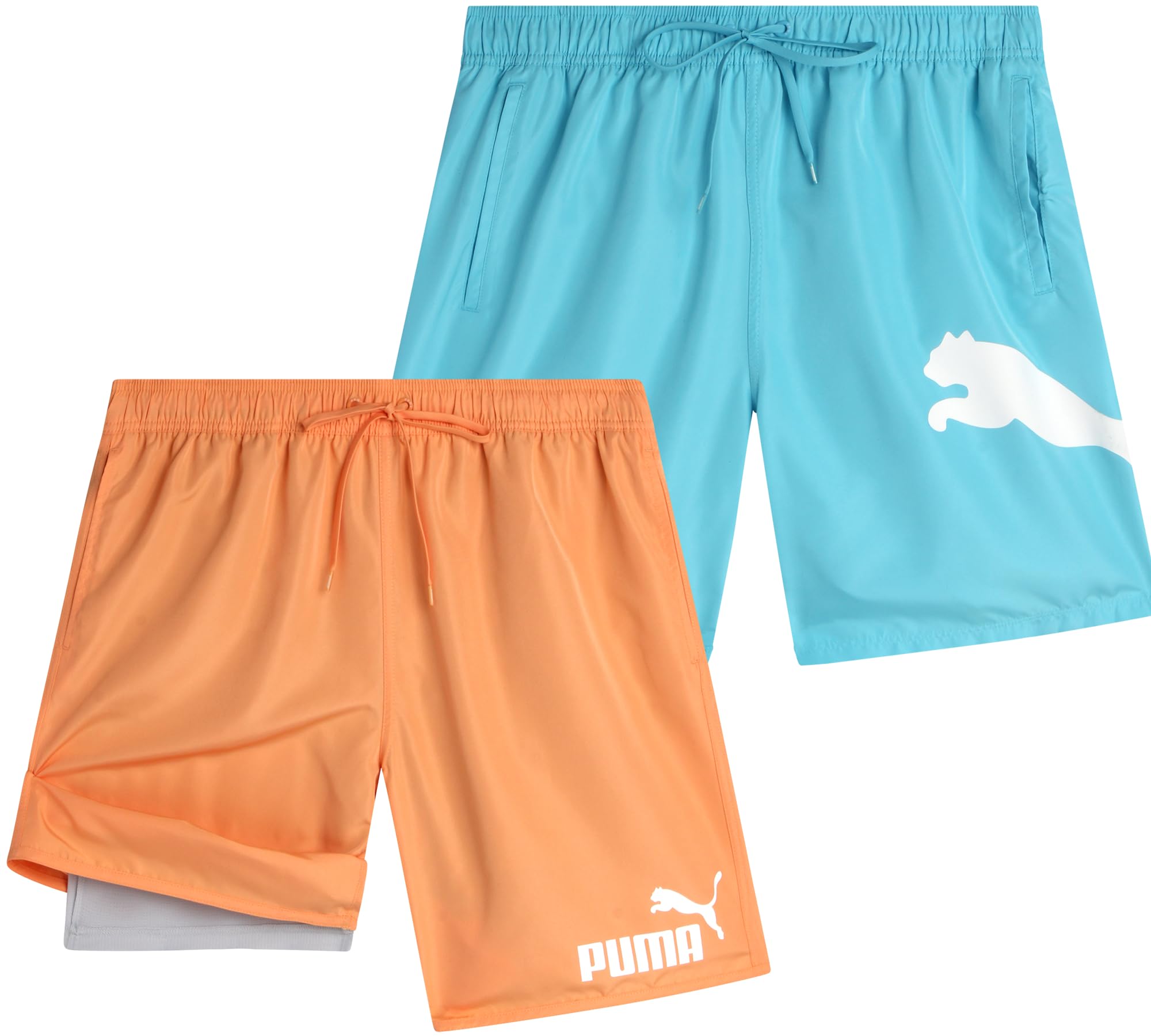 PUMA Men's Bathing Suit - 2 Pack Quick Dry Swimsuit Trunks with Mesh ...