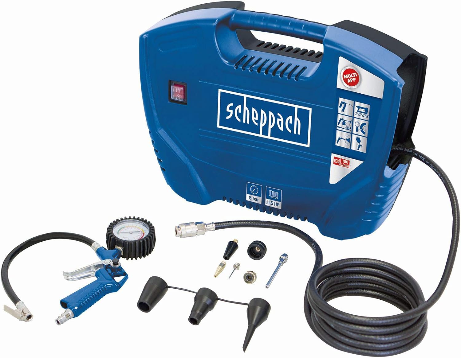 Scheppach Air Force Compressor 8 Bar 1.5HP 240V: Amazon.co.uk: DIY & Tools