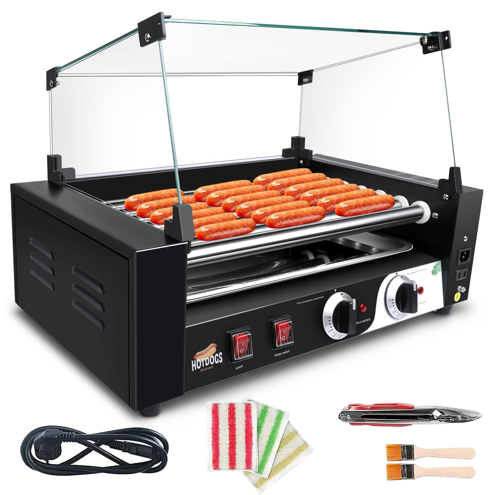Mua 1400W Hot Dog Roller Machine, Dual Temp Control Commercial Electric ...