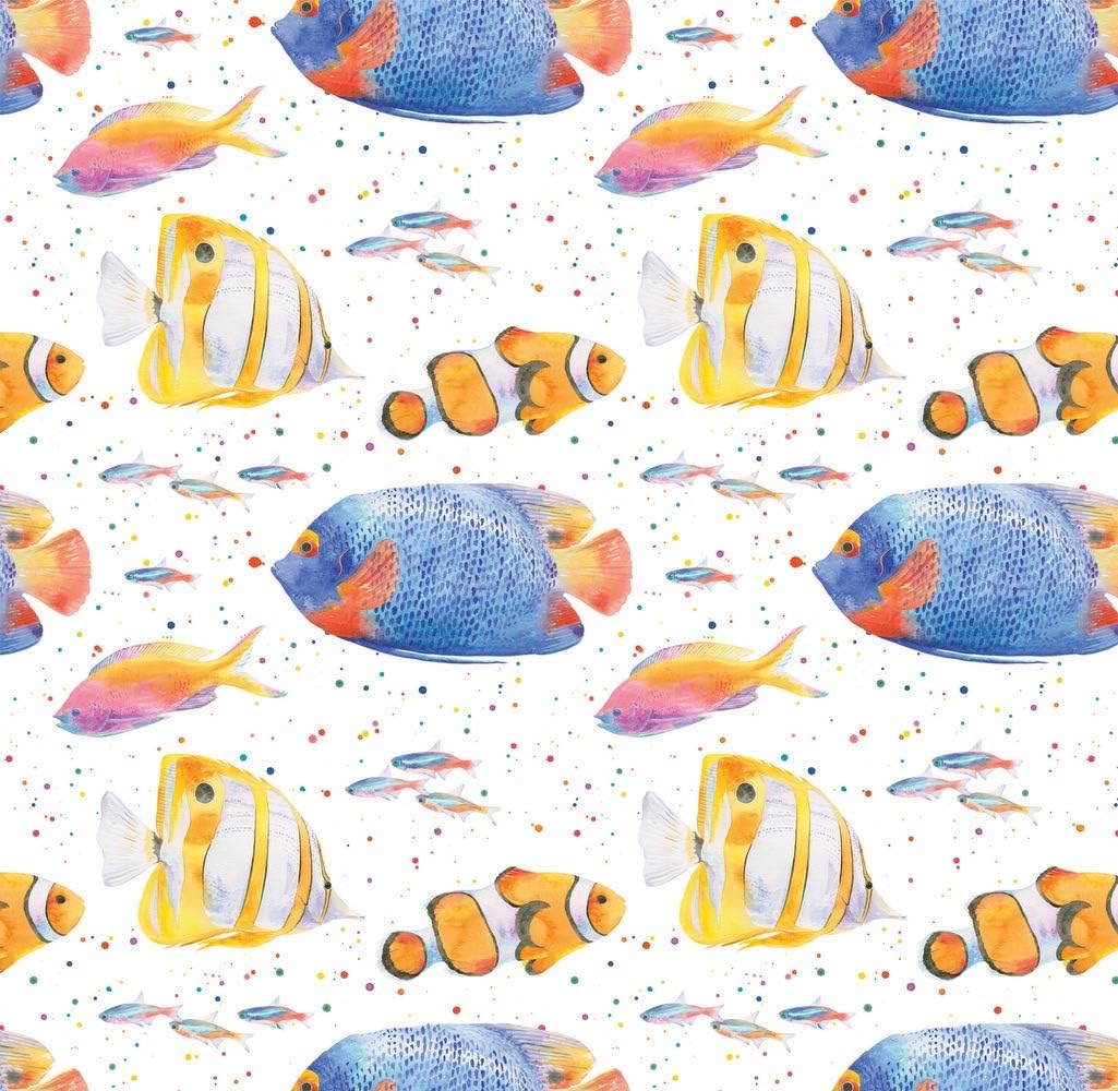 Tropical Fish Gift Wrapping Paper with Tags, 2 Sheets 2 Tags: Amazon.co ...