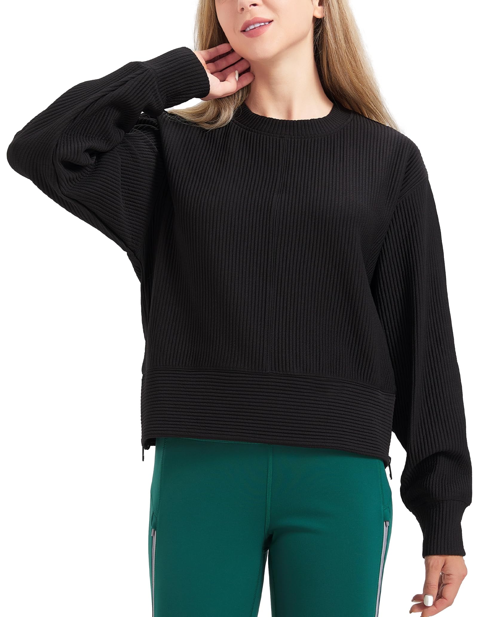 CHARM MILES Women’s Crewneck Sweatshirt Pullover Casual Tops Side ...