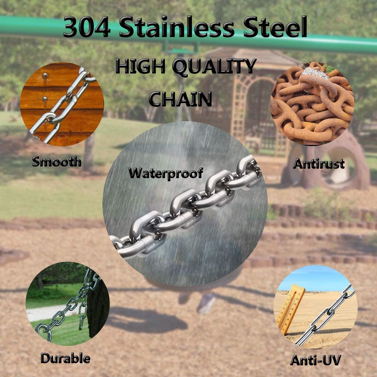 Stainless Steel Link Chain, Ekunbuy 304 Stainless Steel Link Proof Coil ...