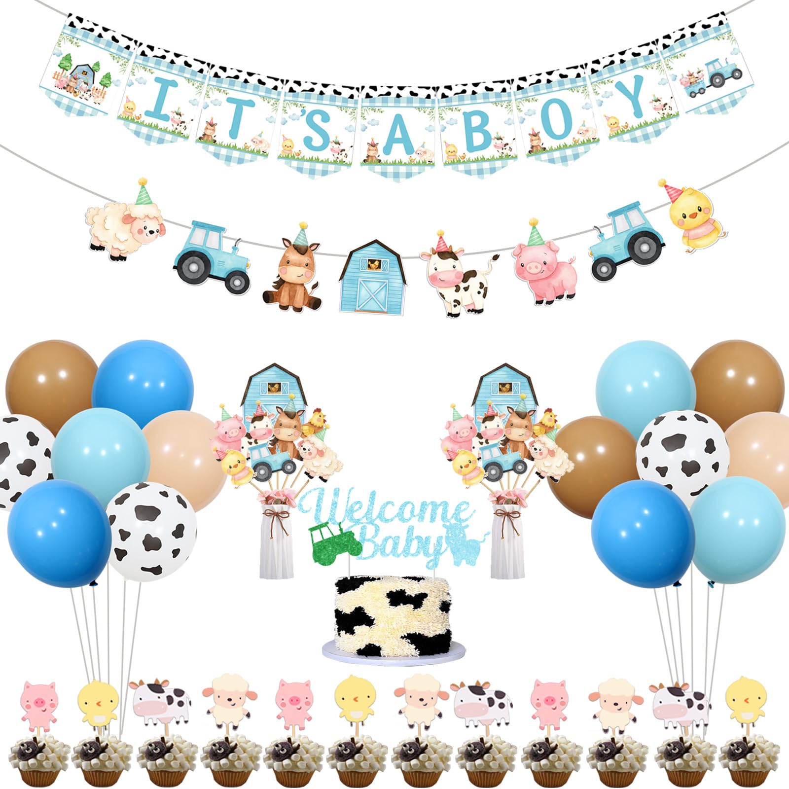 Farm Animal Baby Shower Decorations for Boys Farm Theme It’s Boy Banner ...