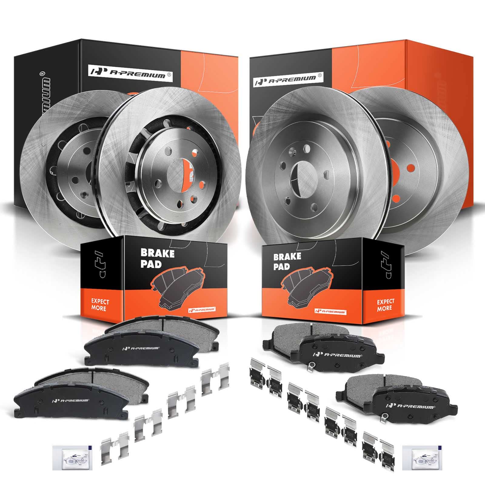 A-Premium Front & Rear Vented Disc Brake Rotors + Ceramic Pads Kit ...