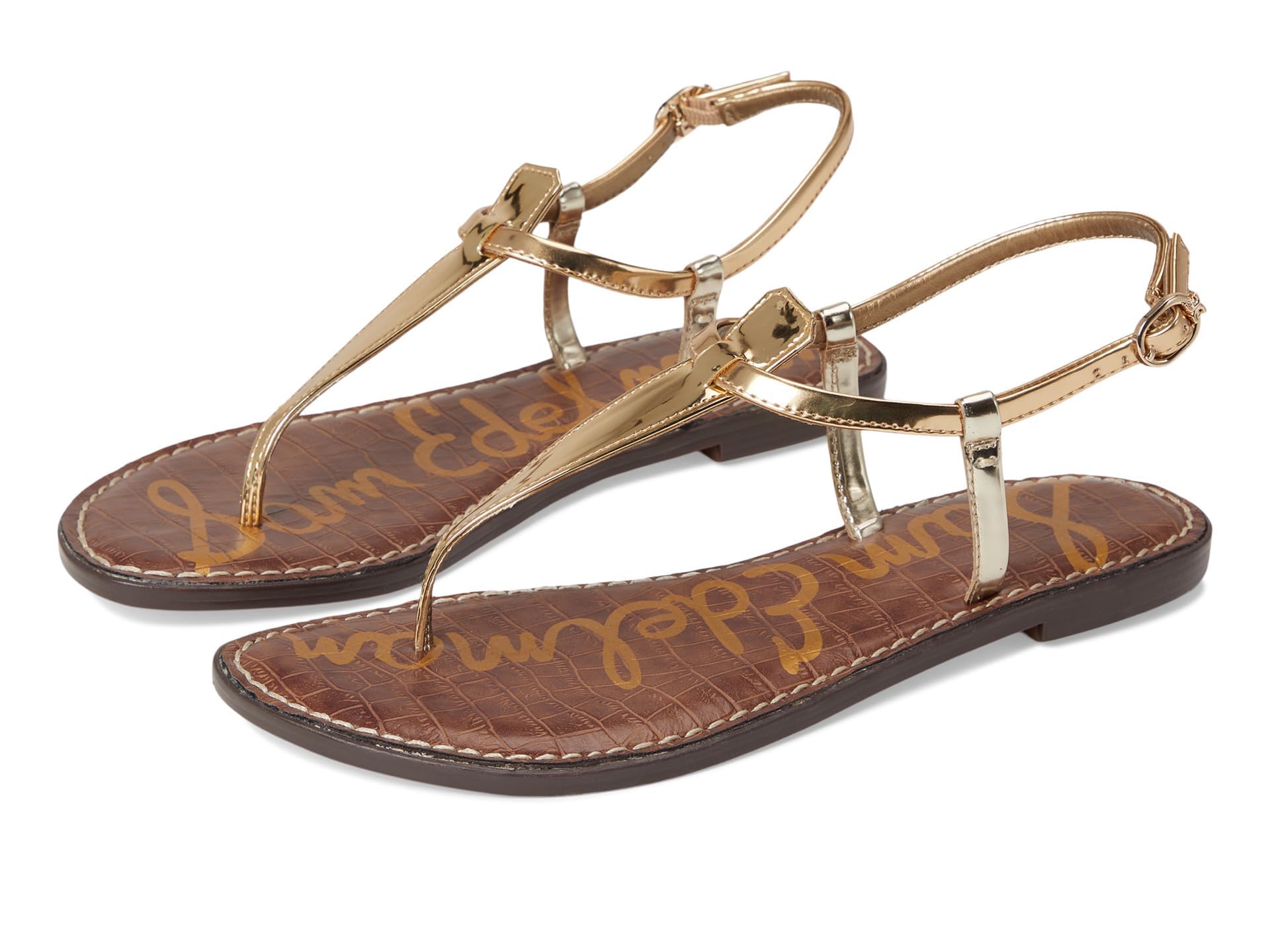 Sam Edelman Women's Gigi Flat Sandal, Gold Quartz/Amber Gold/Jute, 8 ...