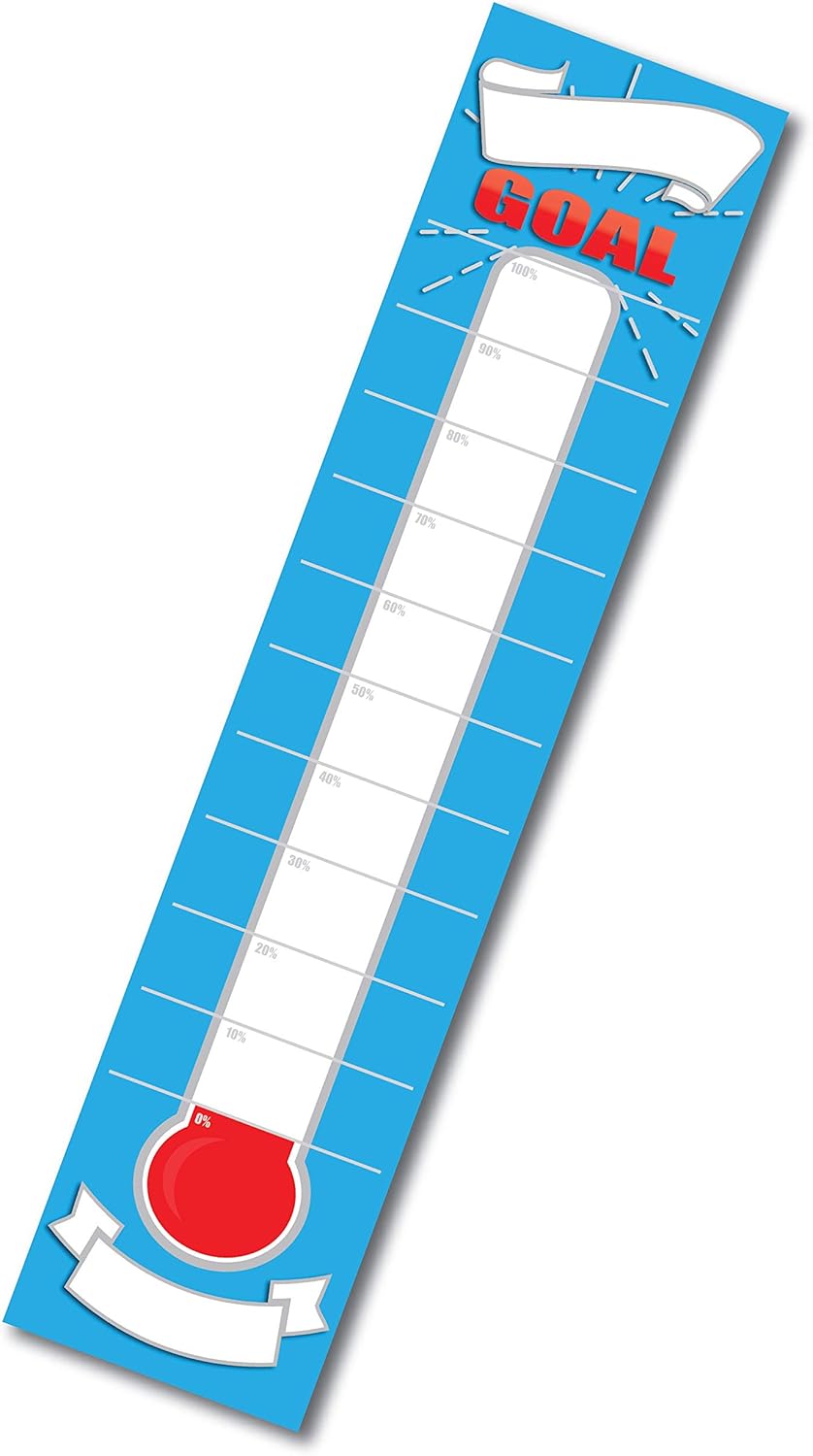 Dry Erase Goal Setting Fundraising Thermometer Chart Blue Goal Chart ...