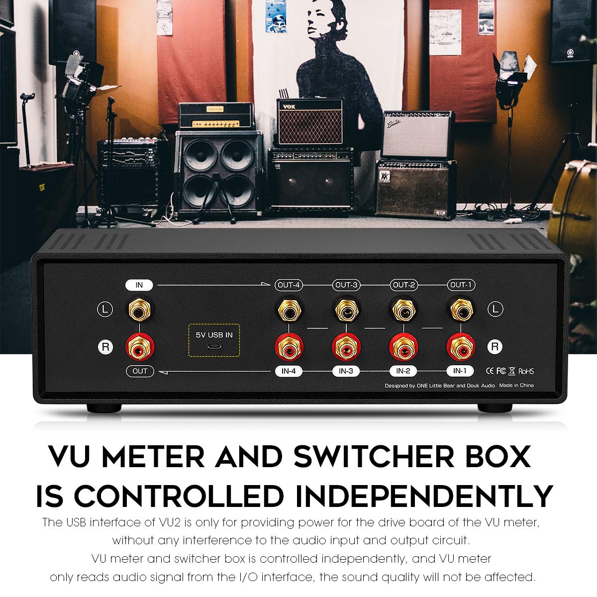Mua Douk Audio Vu2 Mic And Line Dual Vu Meter Analog Sound Level Indicator 4 Way Splitter Switch