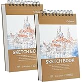 Amazon.com: Crehatos 9" x 12" Sketch Book, Top Spiral Bound Sketch Pad, 100 Sheets 68lb/100gsm ...