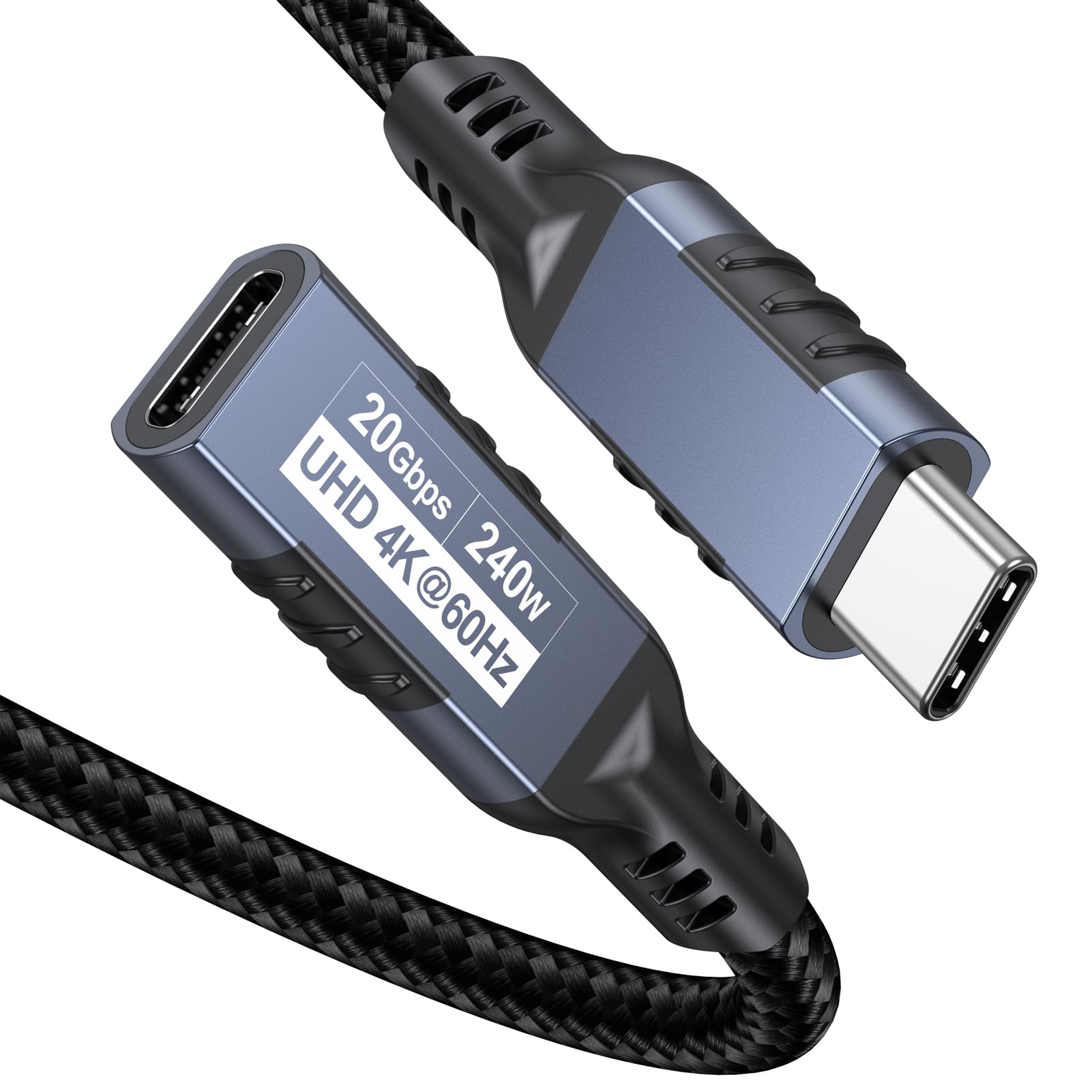 CLAVOOP USB C Extension Cable 6ft, 20Gbps/240W/4K@60Hz USBC Extender ...