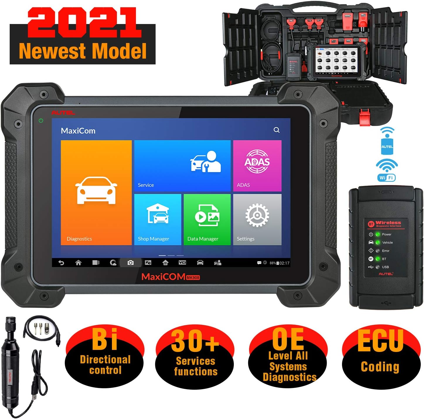 Autel MaxiCOM MK908 Strumento Diagnostico Auto OBD2 Scanner con MV108 Telecamera di Ispezione ...