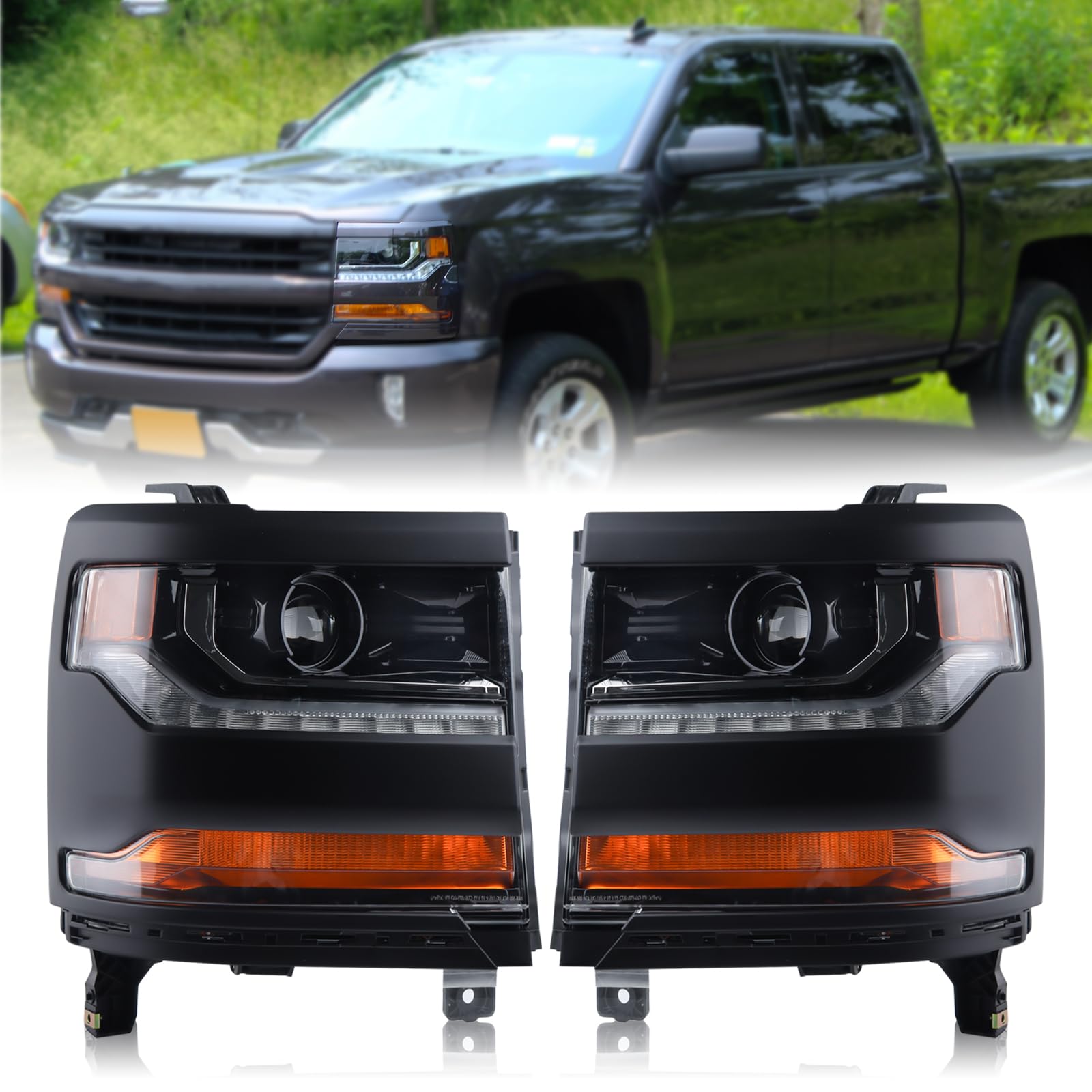 Duolctrams Primed Black HID/Xenon LED DRL Projector Headlight Assembly ...