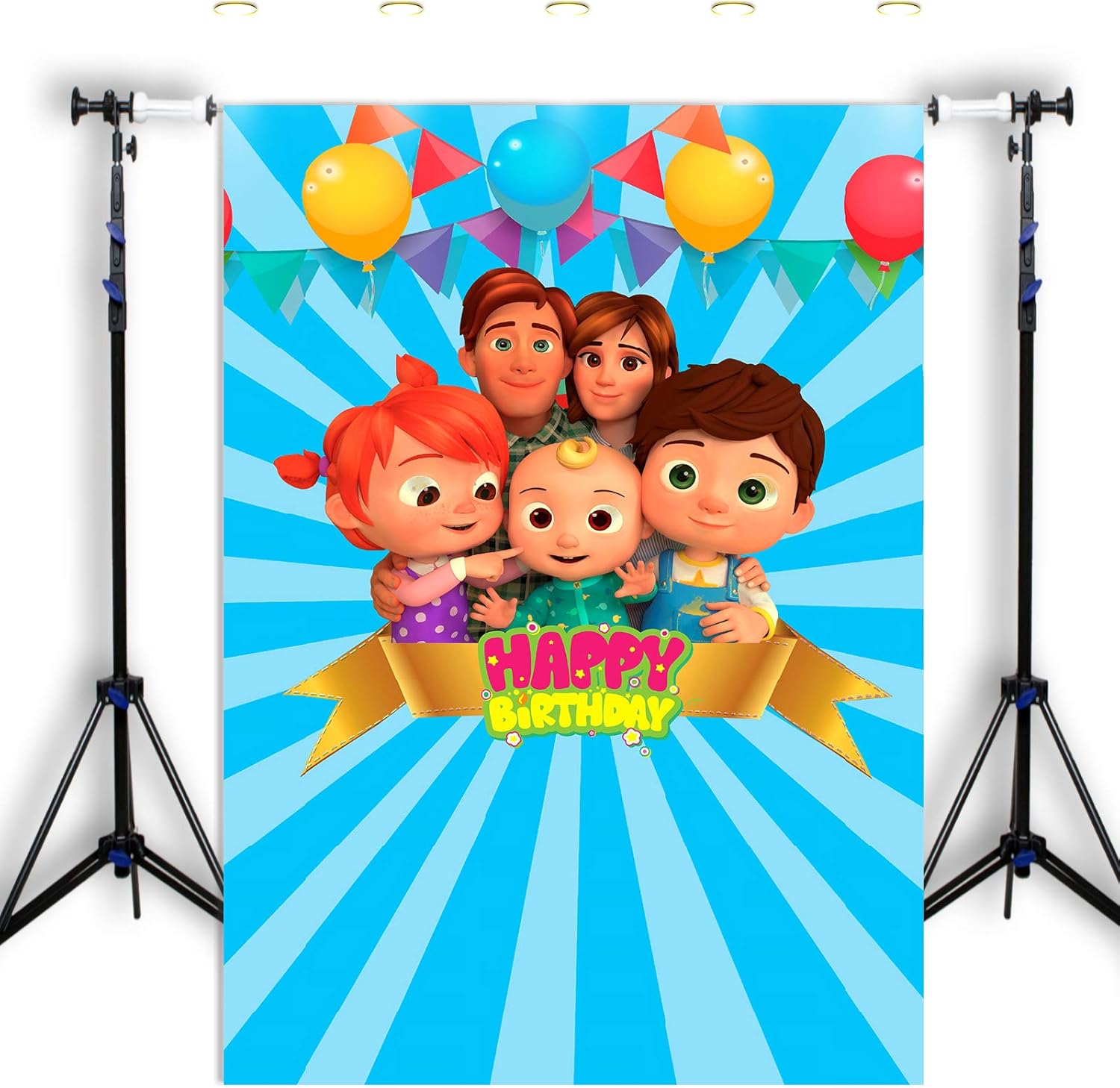 Cocomelon Backdrop Cartoon Blue Birthday Party Backdrop: Amazon.co.uk ...