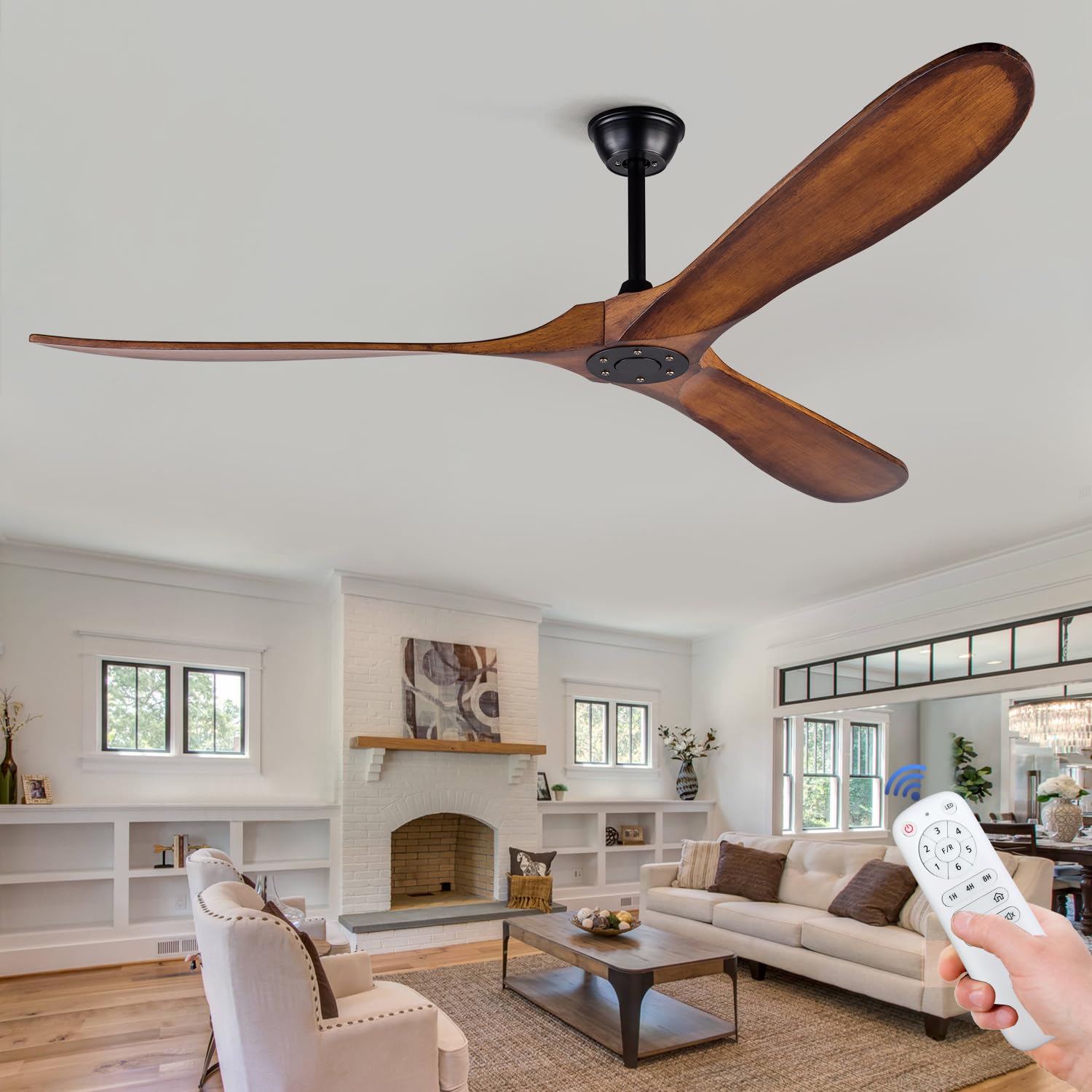 BOJUE 72 Inch Large Ceiling Fans Without Lights, Outdoor Ceiling Fan No ...