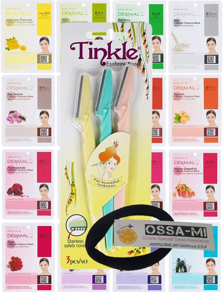 Tinkle Eyebrow Razor 1ea & Dermal Essence Face Mask 16ea-OSSAMI TD Set ...