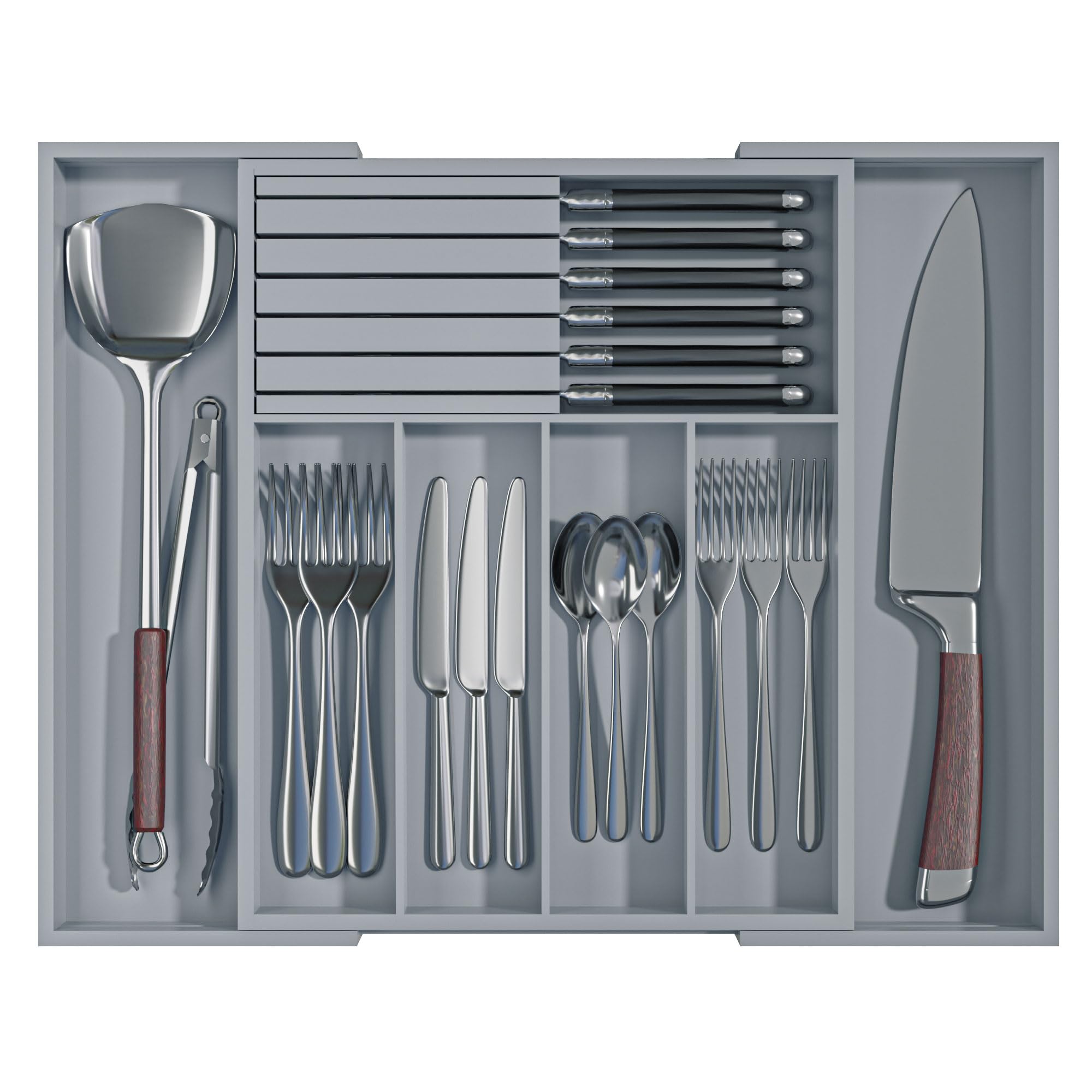 WUSHIZHUHUN Large Utensil Drawer Organizer with Divider - Removable ...