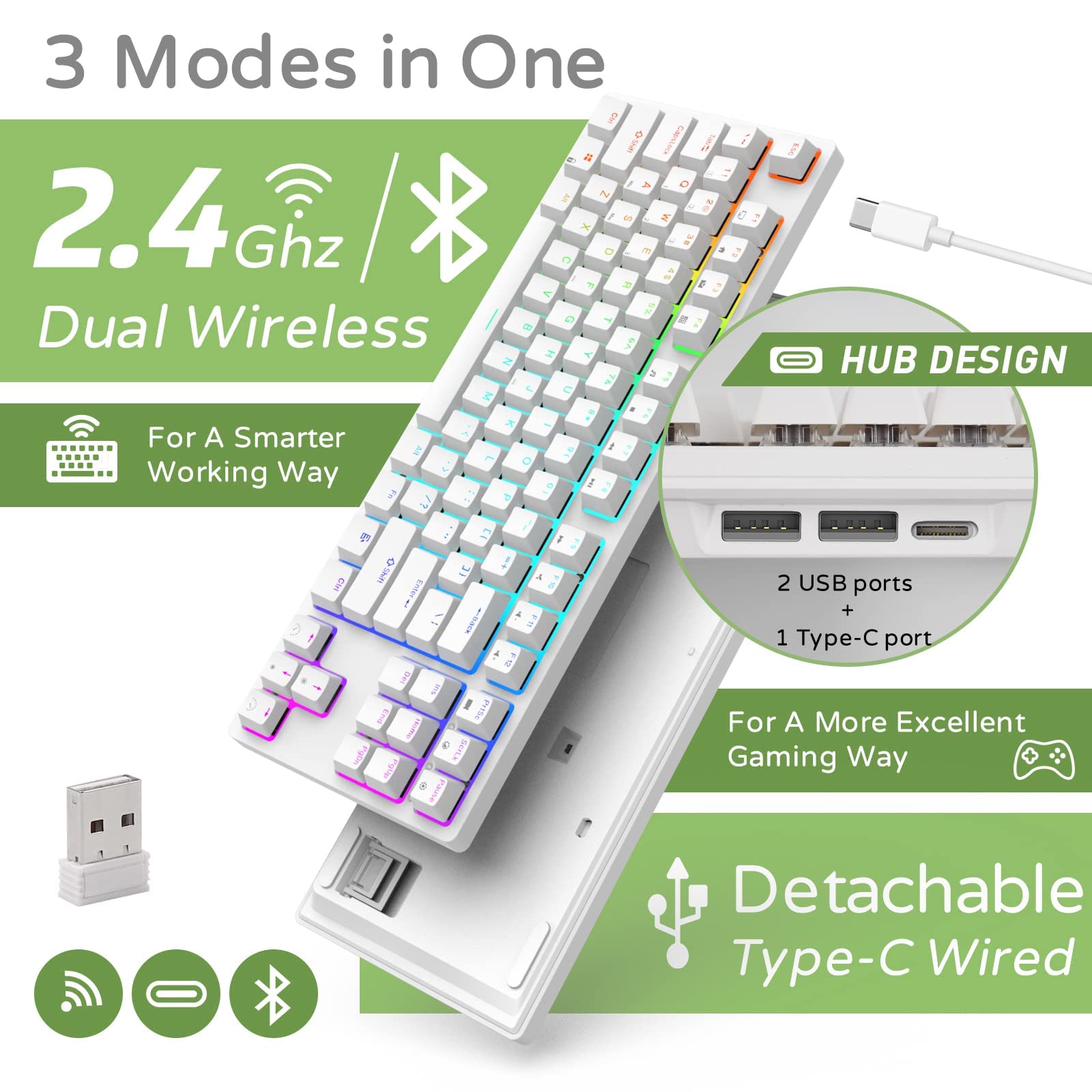 Mua RK ROYAL KLUDGE RK87 Wireless Mechanical Keyboard, 75% TKL Hot ...