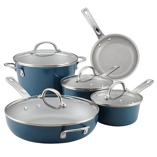 Ayesha Curry Home Collection Nonstick Cookware Pots and Pans Set, 9 ...