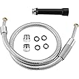 44” Stainless-Steel Pre Rinse Hose with Heat Resistant Black Handle for ...