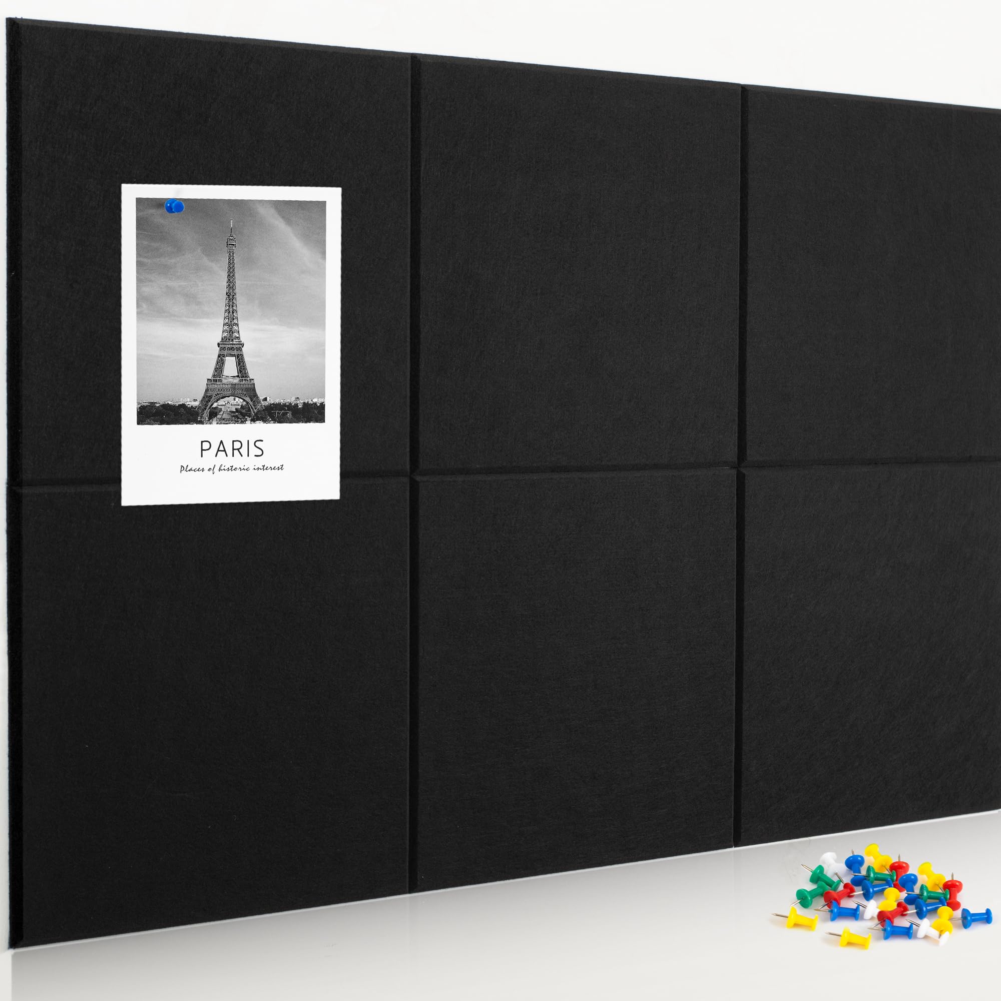 AKTOP Black Cork Bulletin Board 24"x36", 6 Pack Removable Felt Cork ...