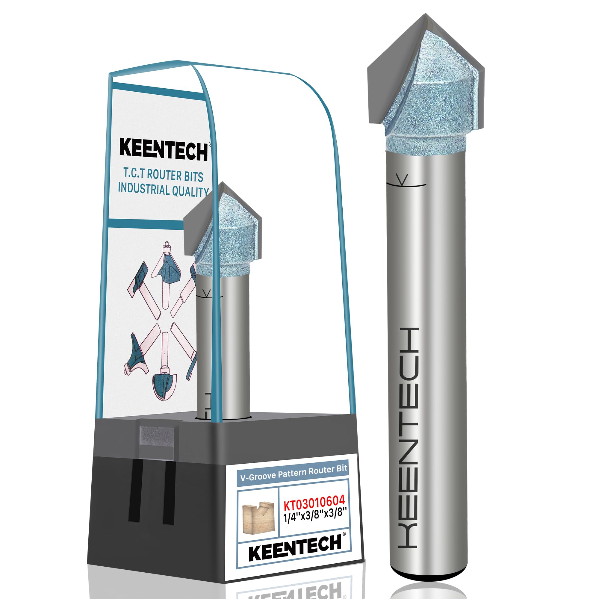 KEENTECH Router Bits, Carbide Tipped 90-Degree V-Groove Router Bit for ...
