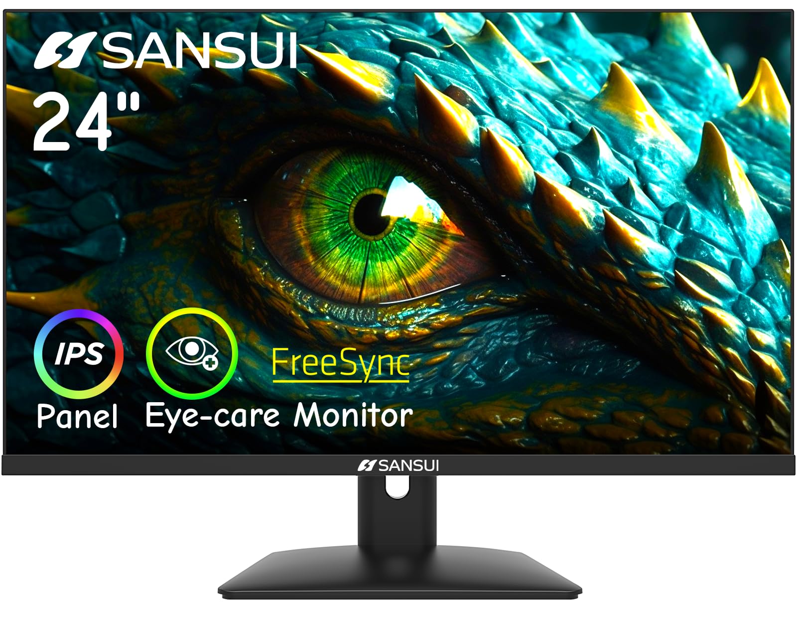 SANSUI Computer Monitor 24 inch IPS Eye Care 1080P Display HDMI,VGA ...