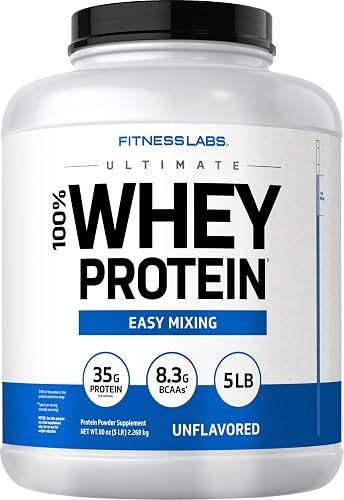 Fitness Labs Whey Protein Powder Unflavored | 5 lbs | 80 oz | Easy Mix ...