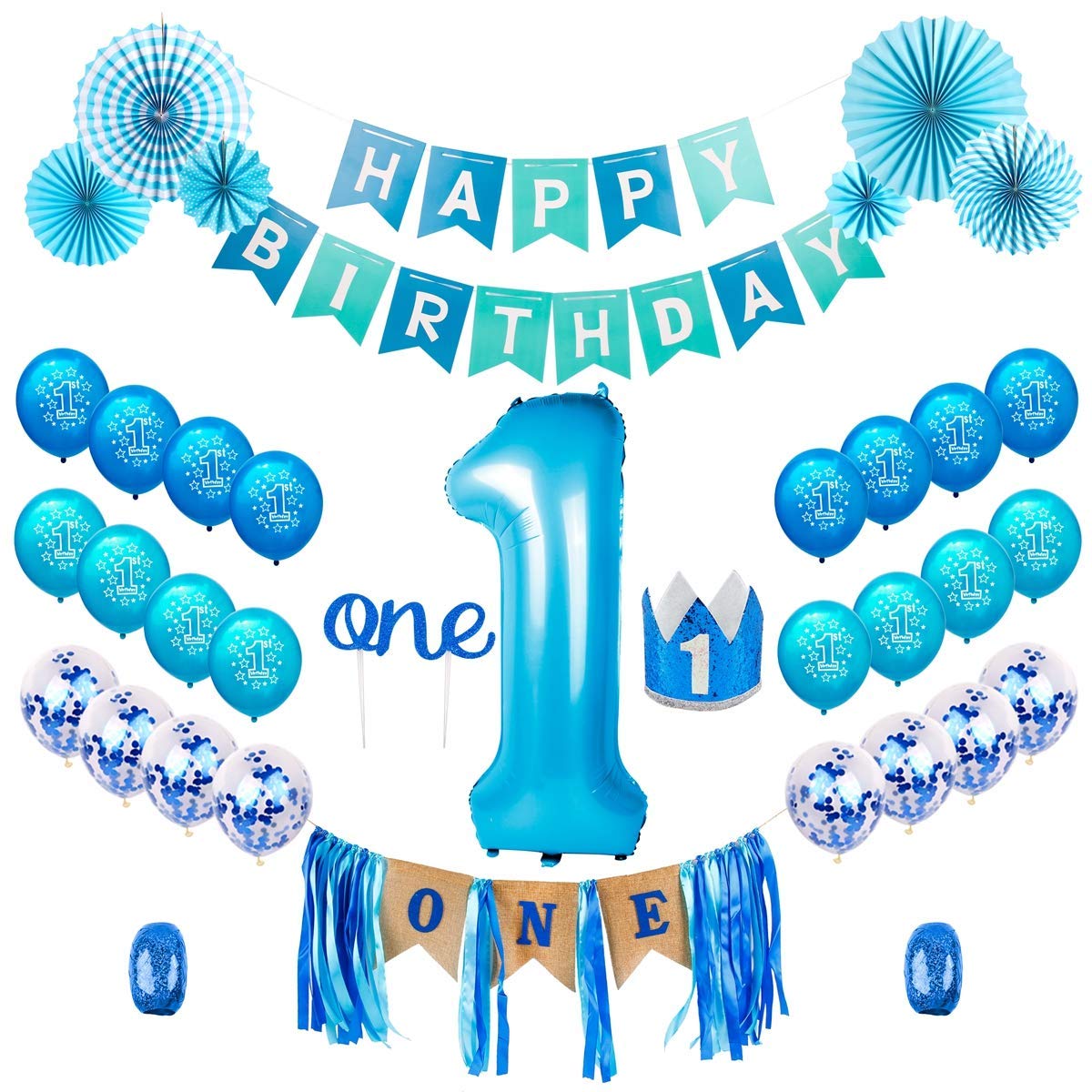 1st Birthday Boy Decorations Kit Baby Boy First Birthday Decorations 