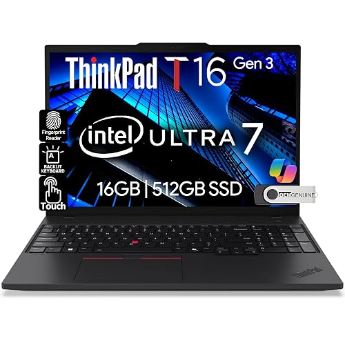 Lenovo ThinkPad T16 Gen 3 Business Laptop 16” FHD+ Display, Intel Ultra ...