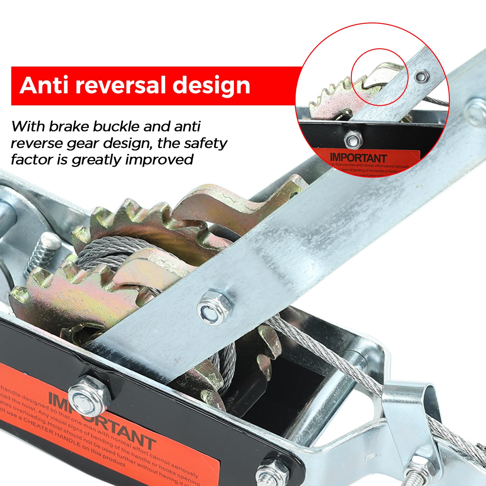 Mua 1 Ton Heavy Duty 2 Hook Steel Cable Dual Gear Power Ratchet Come ...