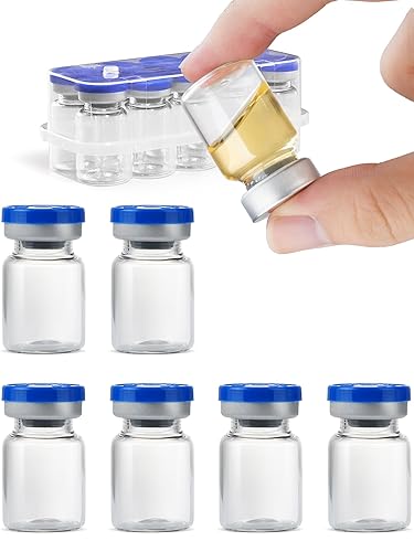 ZWCP 5ml Glass Vials for Injections, Self-Healing Injection Port, Empty ...