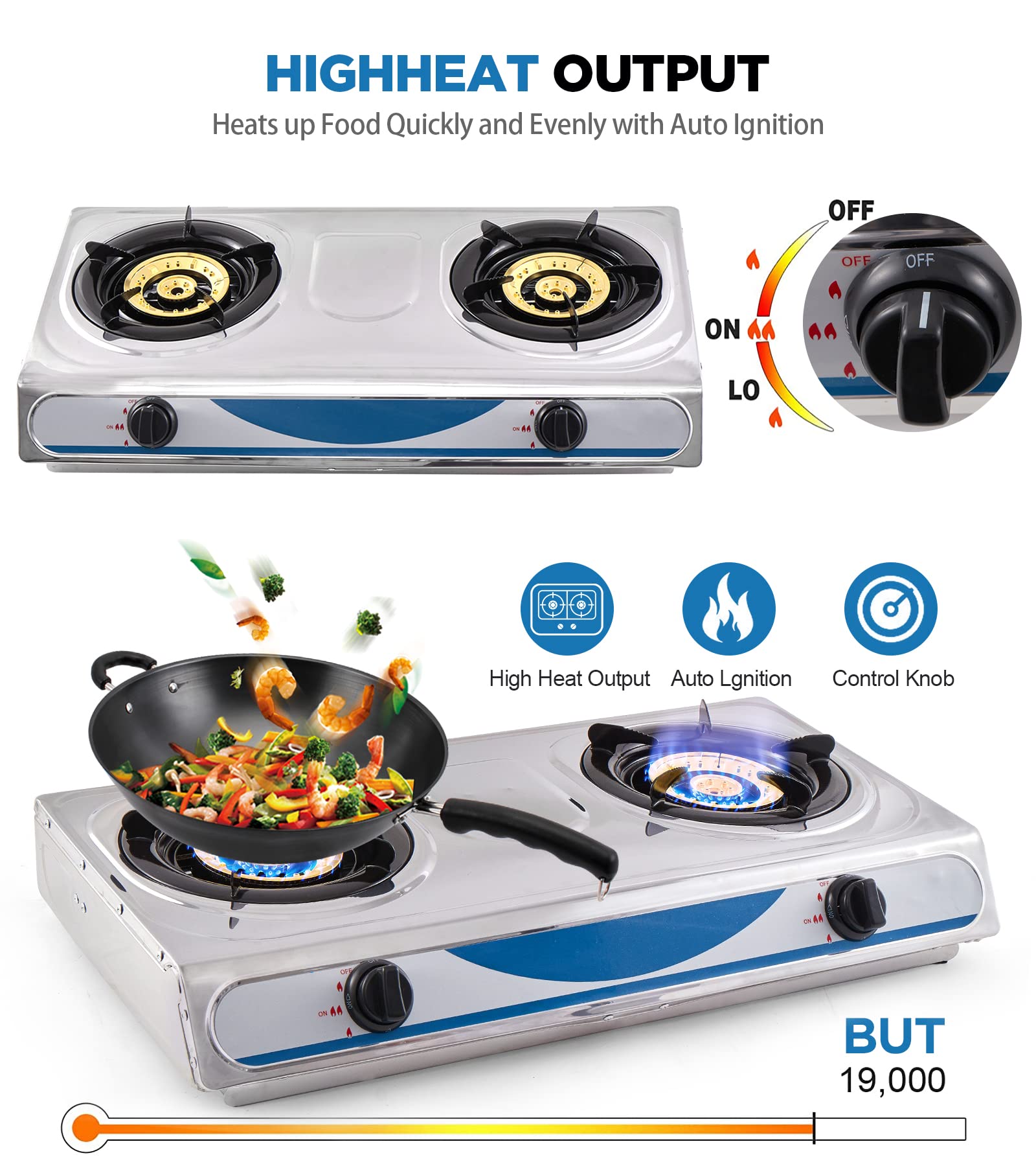 Gas Stove 4 Burner Propane Stove Propane ,3 Burner Portable Auto ...