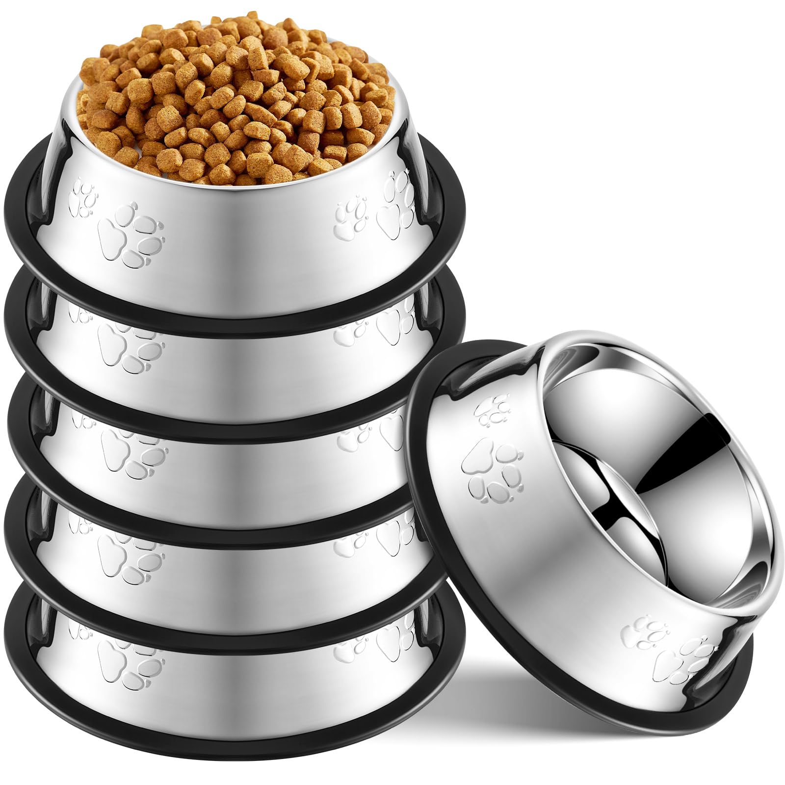 Tanlade 8 Pack Stainless Steel Dog Bowls Metal with Rubber Base Non ...