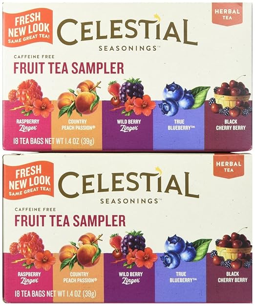 Amazon.com : Celestial Seasonings Fruit Tea Sampler Tea Bags, 18 ct, 2 ...