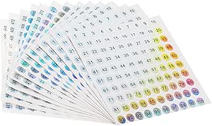 Amazon.com : 14 Sheets Laser Number Stickers, Self-Adhesive Small Round Labels Tags for ...