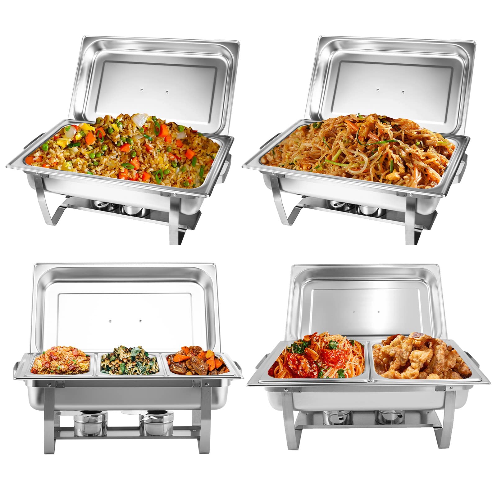 Valgus 4-Pack 8QT Stainless Steel Chafing Dish Buffet Set with 2 Full ...