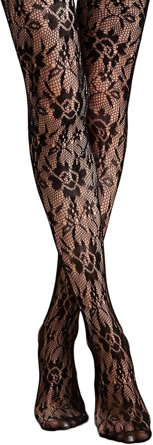 Floerns Women's Solid Sheer Mesh Stockings Cut Out Footed Tights Black ...