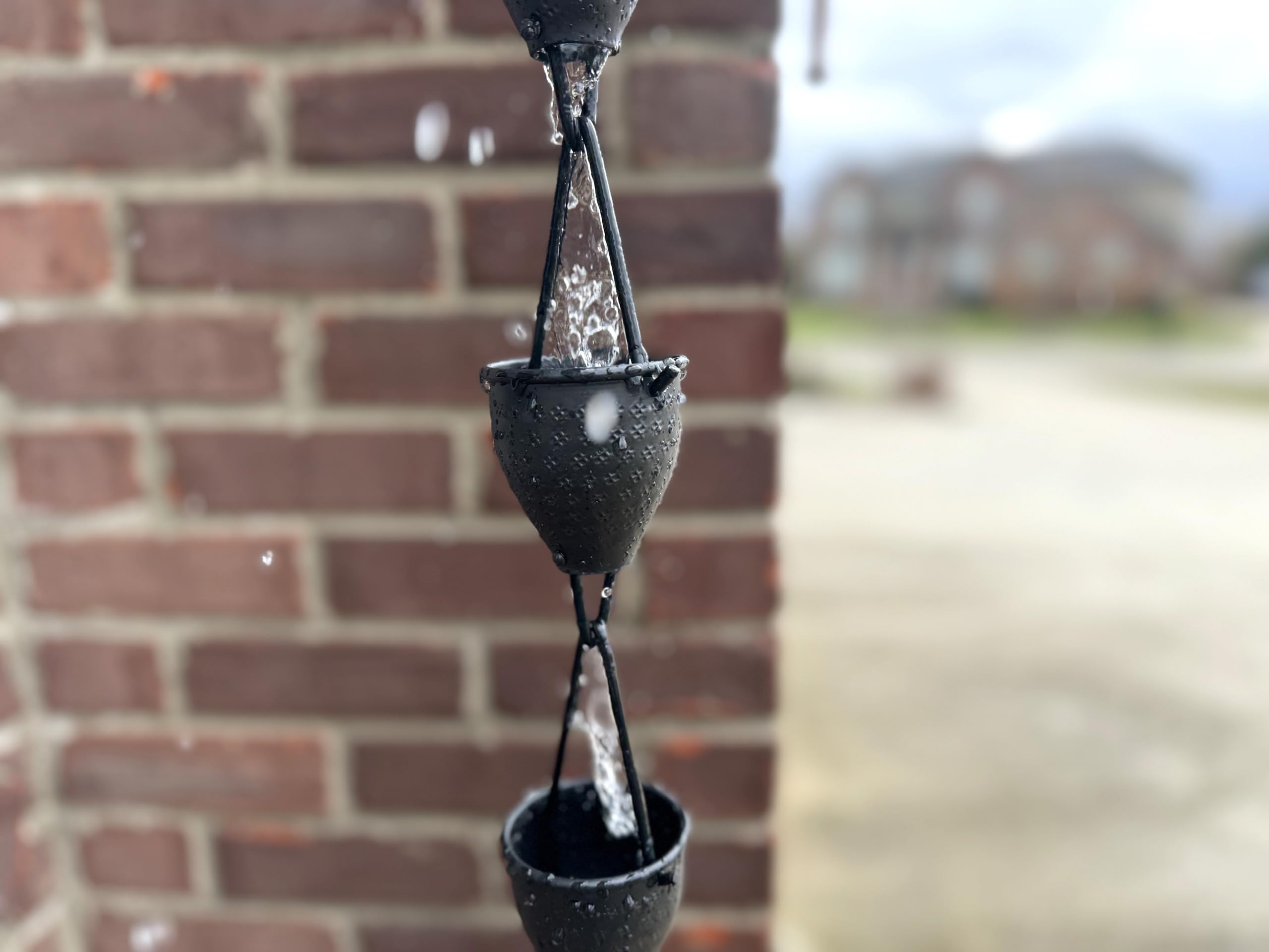 Rain Chains By JASINC 8.5 Ft Tinkle Trickle Rain Chain Black, To ...